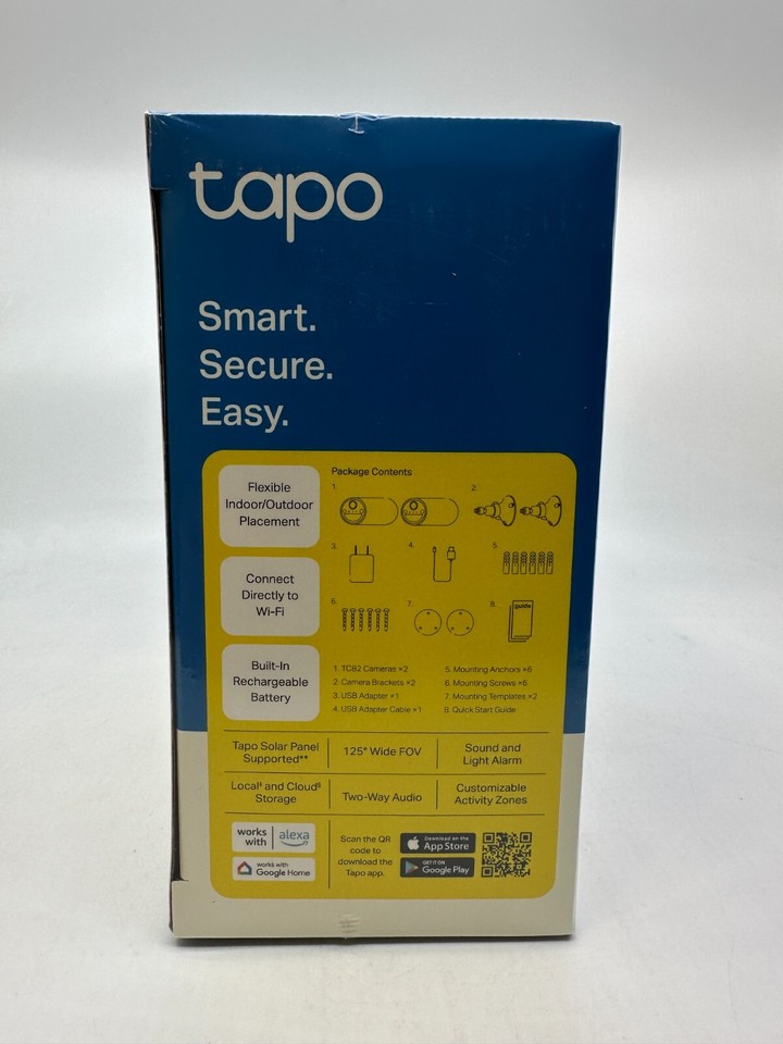 New/Sealed TP-Link TC82(2-pack) Tapo Wireless Indoor/Outdoor 2K ...