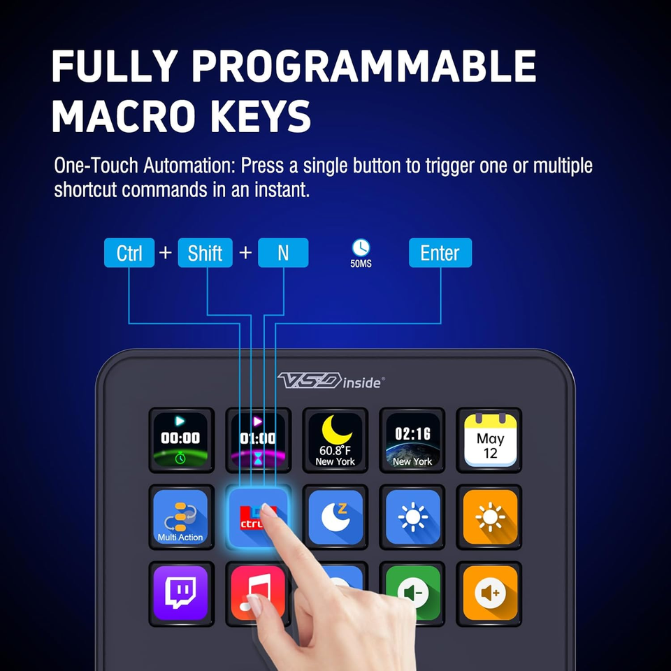 Macro Keypad, Stream Controller Deck Gaming Streaming Shortcut Keyboard ...