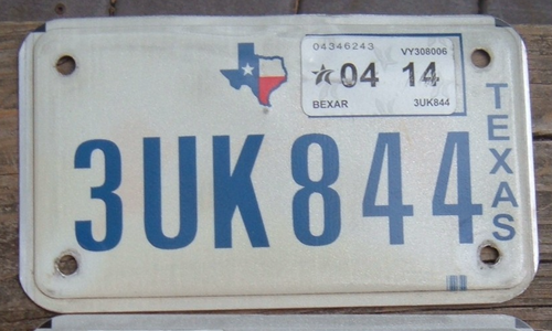 TEXAS Motorcycle License plate Your choice Different counties FREE US ...
