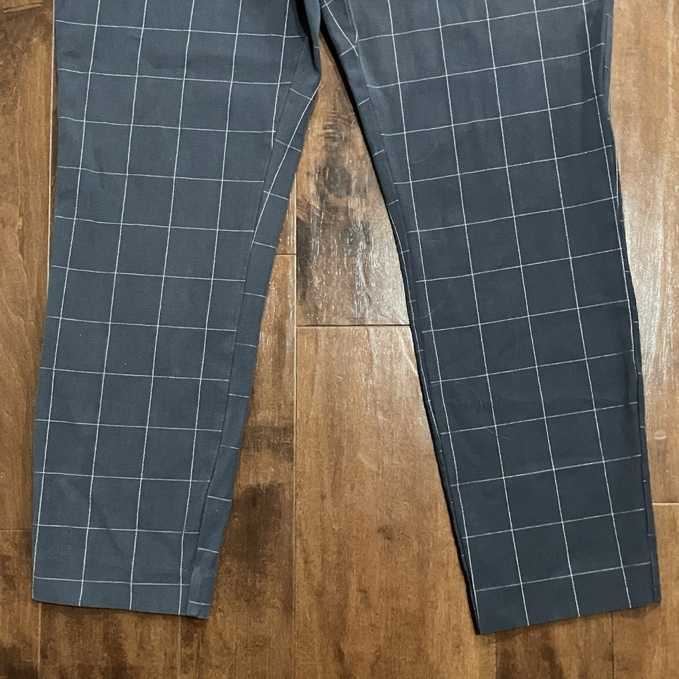 A New Day Women's Windowpane Pants Size 16 Gray Skinny Ankle Side Zip ...