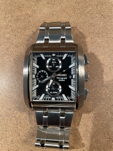 Seiko Square Black Dial Chronograph Watch | eBay