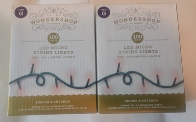 2 Boxes Wondershop LED Micro Holiday Lights RED 8'3" String 100 lights ...