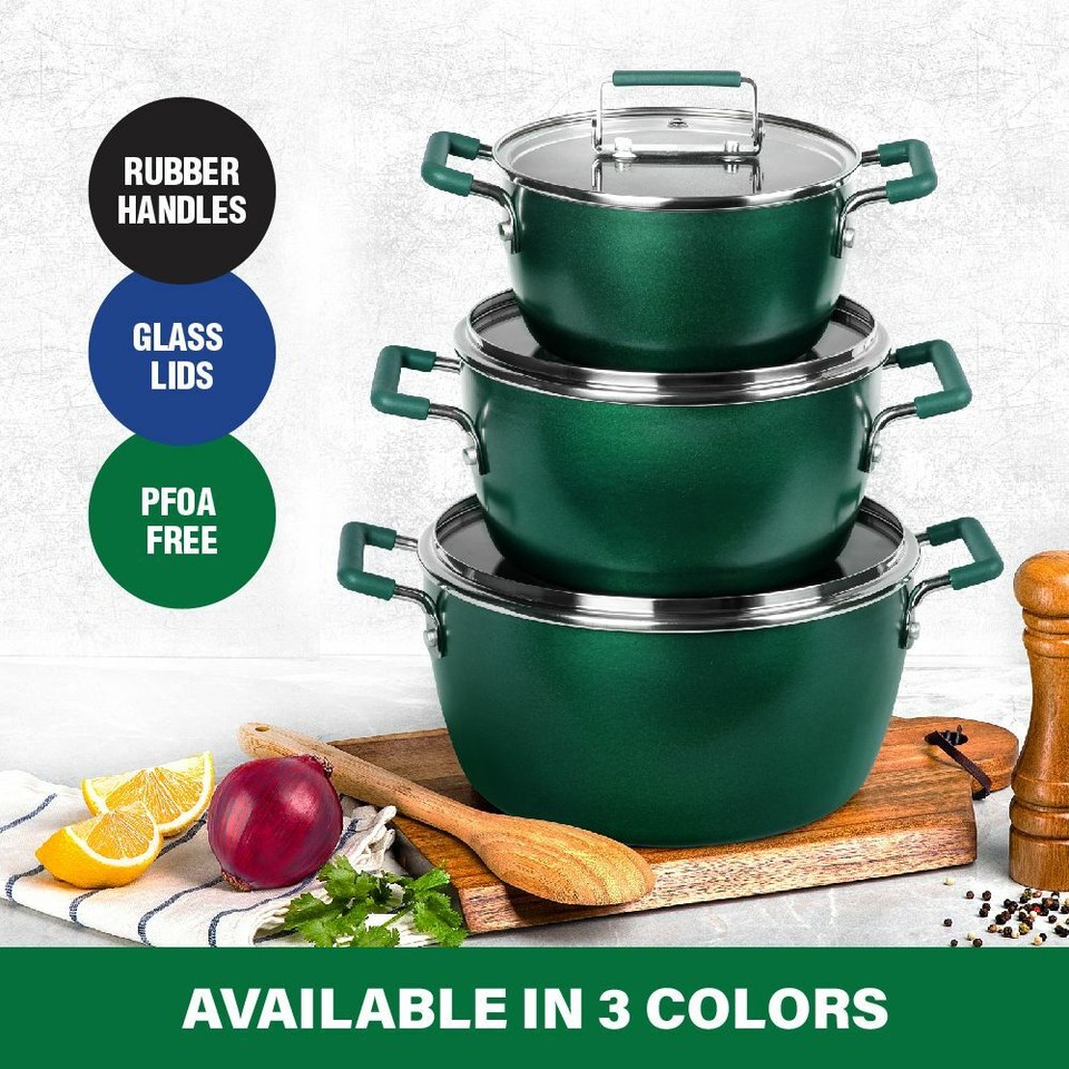 Granitestone 6 Piece Ultra Nonstick Space Saving Nesting Pots with ...