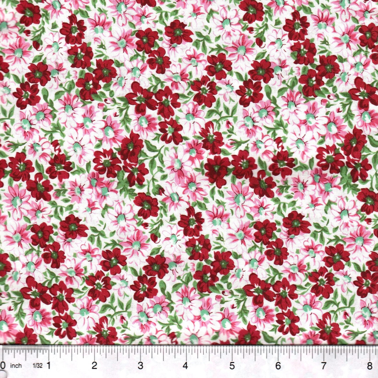 Burgundy Red Flower Patch 100% Cotton Calico Fabric BTY | eBay