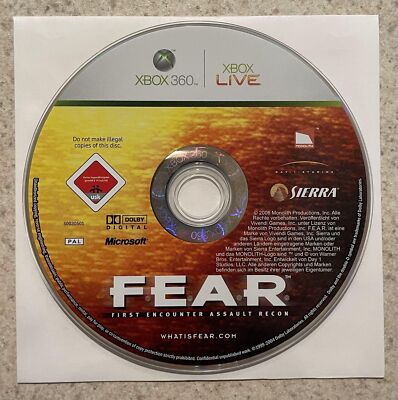 Microsoft Xbox 360 - 2004 Sierra - F.E.A.R. - Shooter Video Game Disc ...