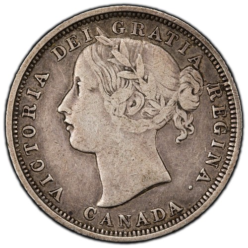 Canada 1858 Re-Engraved '5' 20 Cents Silver Coin - One Year Issue - F ...