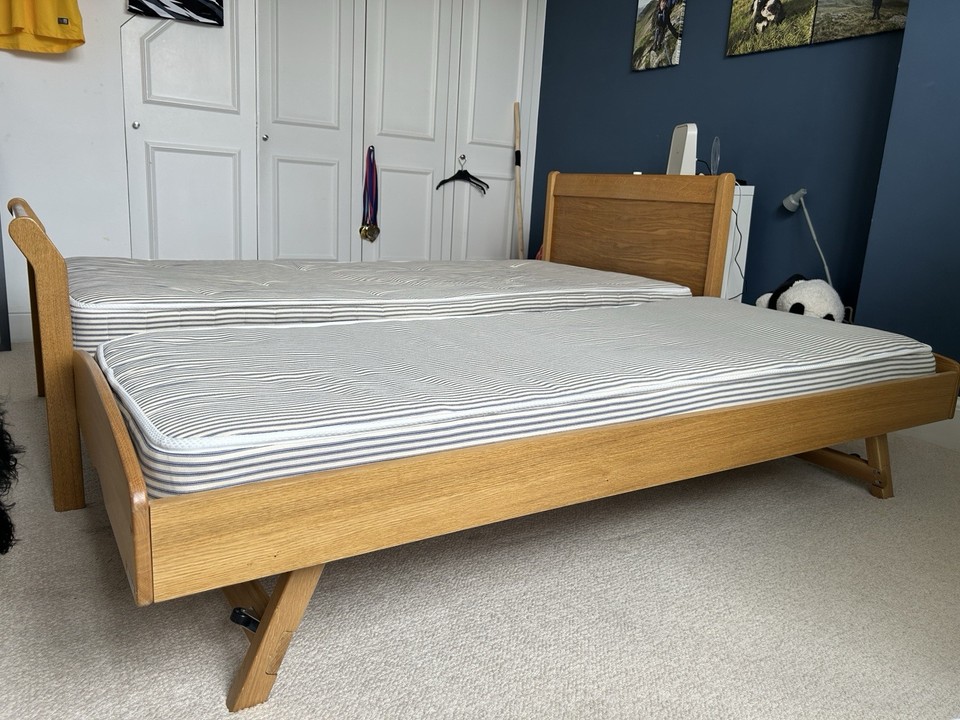 Aspace Sherwood single bed in oak with truckle and mattresses | eBay UK