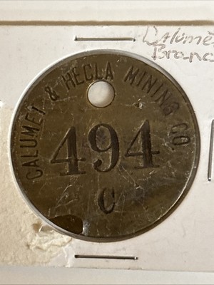 Calumet And Hecla Mining Co. Brass Miners Tag Michigan Copper Mine | eBay