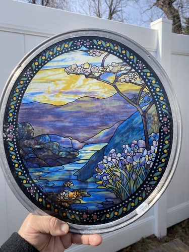 LG GLASS MASTERS SUNCATCHER WINDOW LANDSCAPE LILY PADS MOUNTAINS LOUIS ...