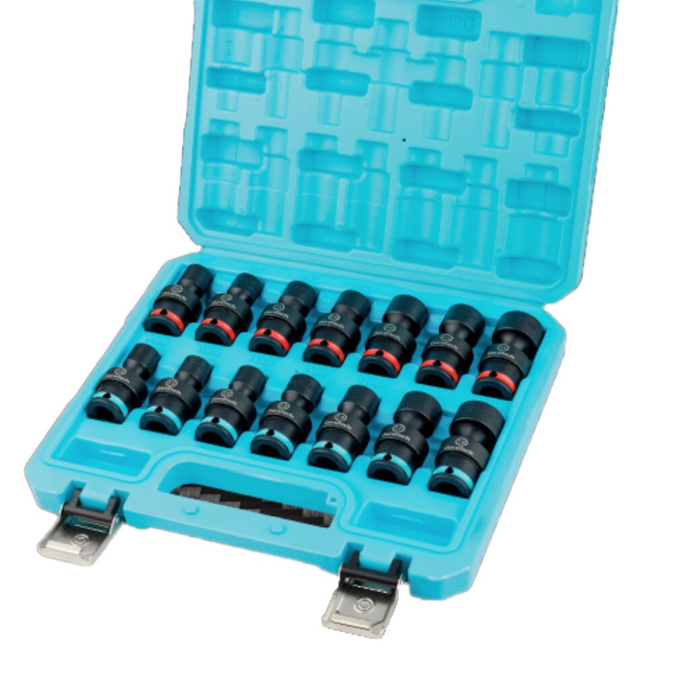 14PC 3/8" Dr Impact Swivel Socket Set Shallow Universal Wobble Socket ...