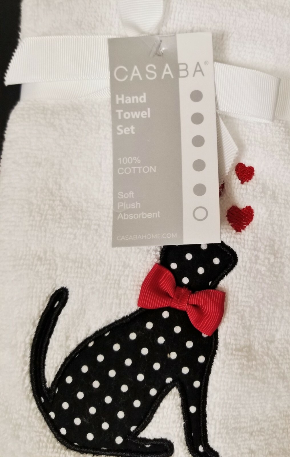 2 PC SET CASABA HEART KITTEN,CAT WHITE,RED,BLACK SOFT PLUSH ABSORBENT ...