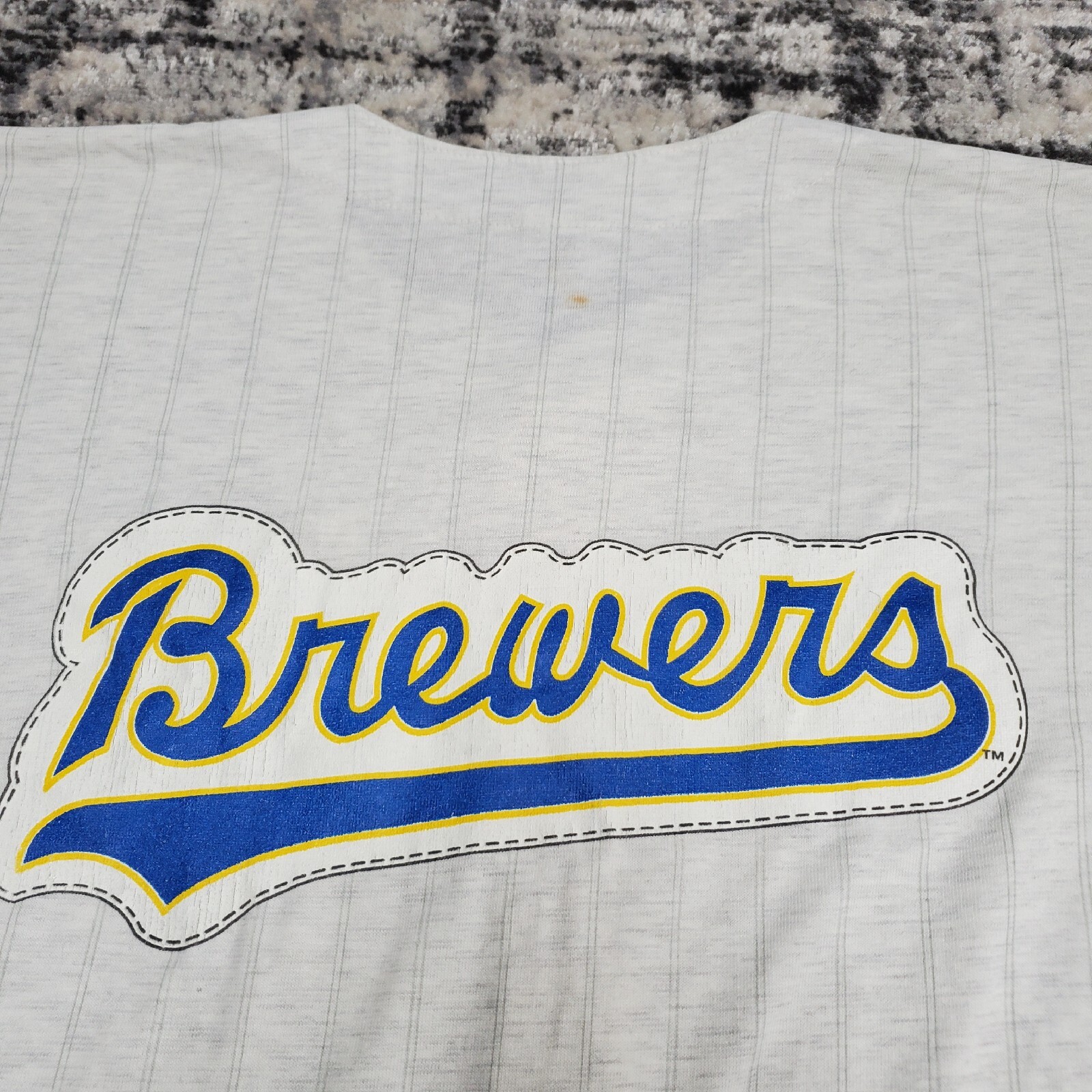 Vintage Milwaukee Brewers Baseball Jersey MLB XL Garan Pinstripe USA ...