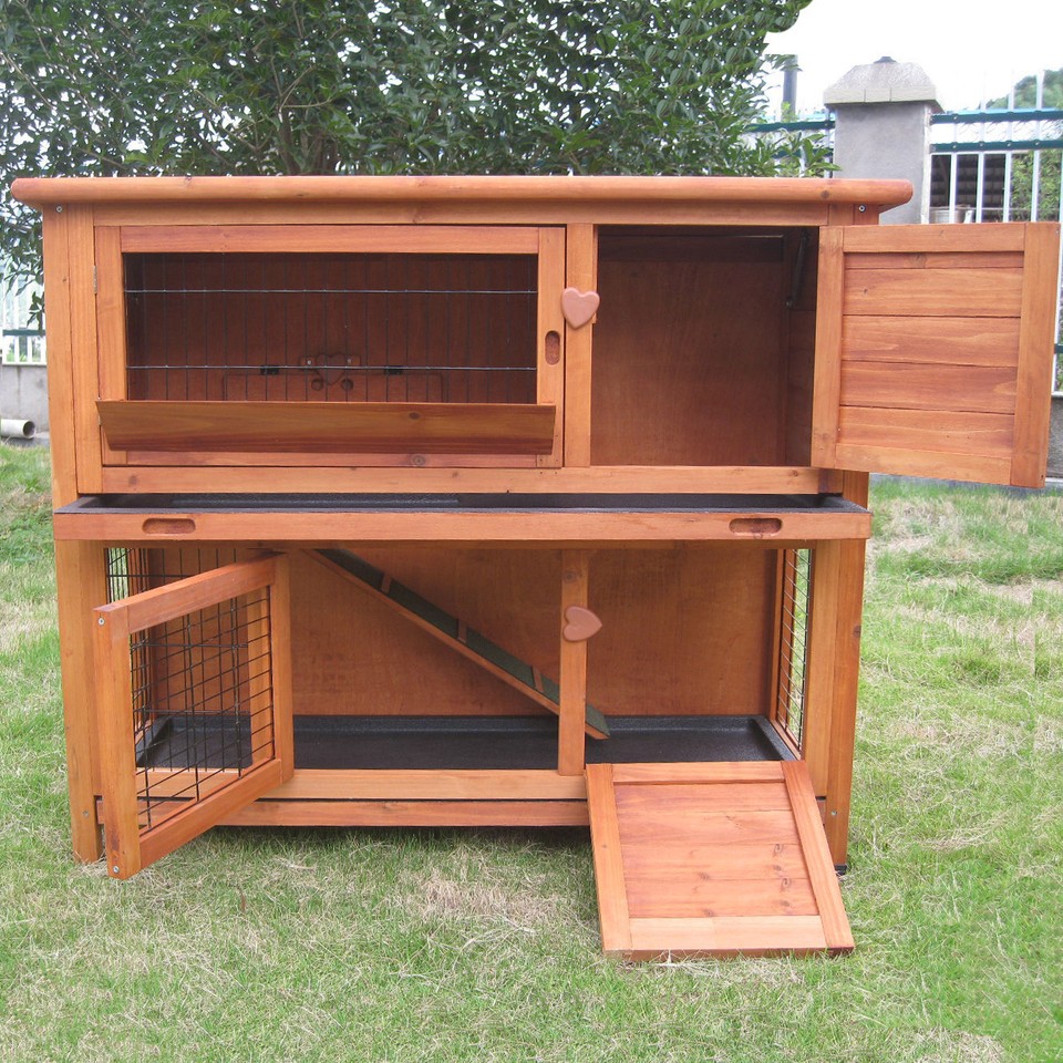 4FT LARGE DOUBLE RABBIT HUTCH / DELUXE PET HUTCHES / GUINEA PIG RUN ...