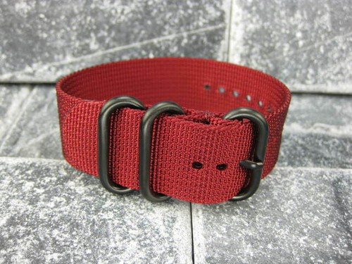 Ballistic Nylon Diver Strap 3 Rings Red Watch Band PVD for Zulu 24 22 ...