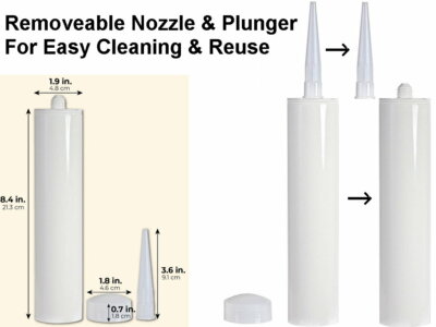Empty Re-Fillable Plastic Caulk Cartridge Tube Removable Nozzle ...