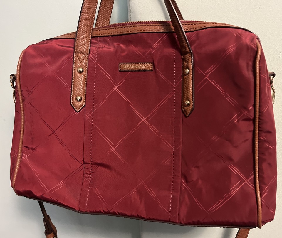 Vera Bradley Maroon Preppy Poly Marlo Satchel / Cross Body Handbag with ...