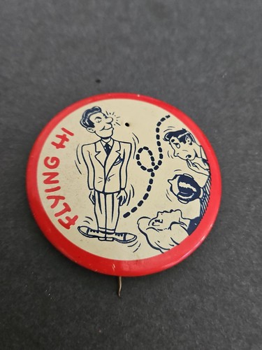 VINTAGE FLYING HI BUSINESS MAN 1940S-1950S PINBACK BUTTON NOVELTY FUNNY ...