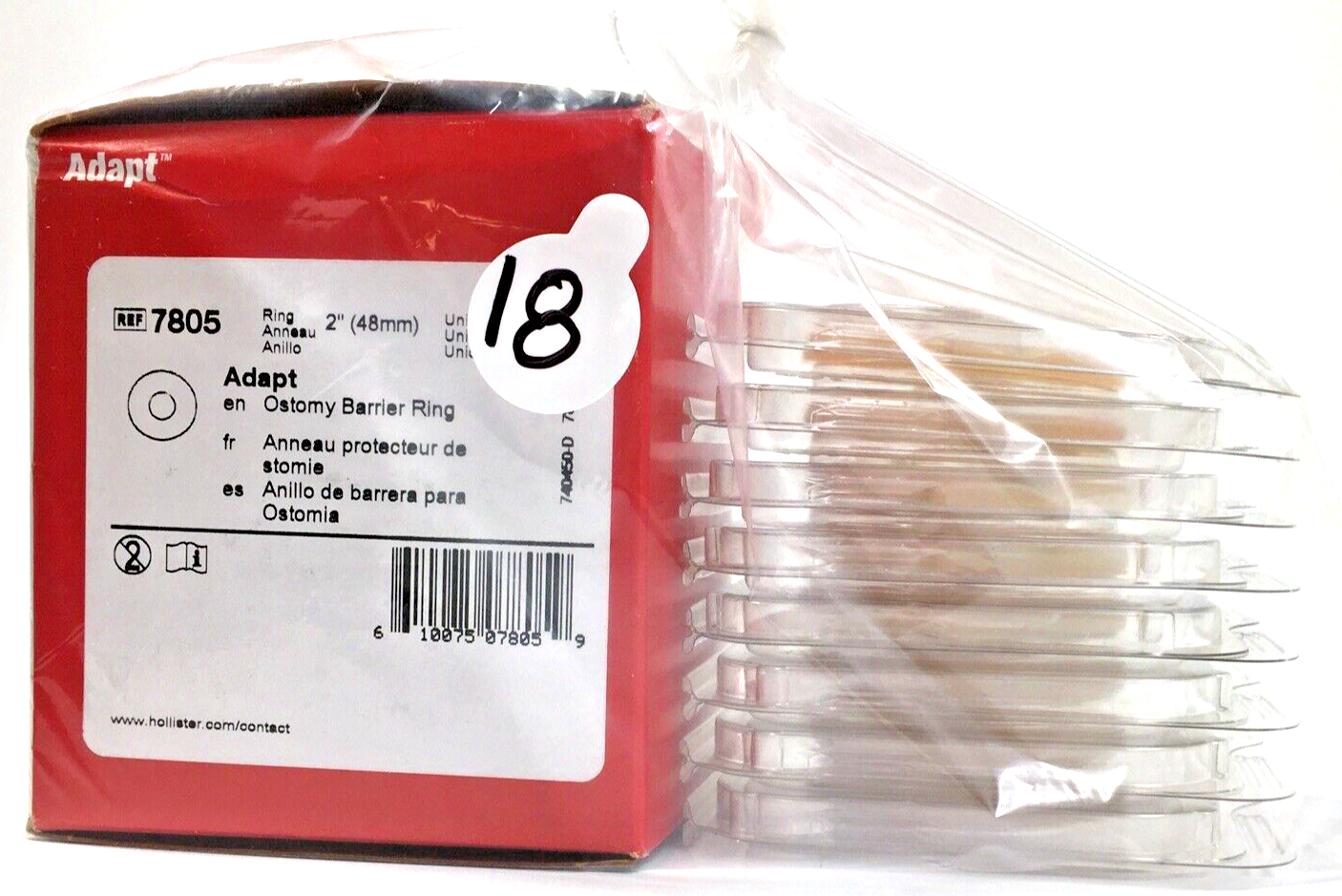 18 Hollister 7805 Adapt Moldable Ostomy Barrier Rings 2” -Expires 2028 ...