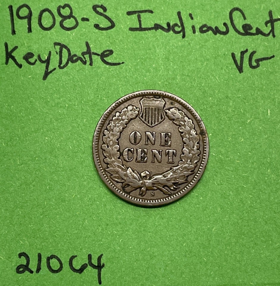 1908-S Indian Head Cent 1c Vg Very Good Semi Key Date | eBay