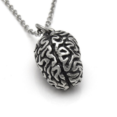 Anatomical Human Brain Pendant Necklace in Pewter, Handmade Neurologist ...