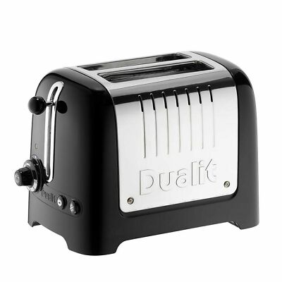 Dualit Lite Two Slot Toaster 2 Slice Black and Stainless Steel Finish ...