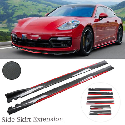 For Porsche Panamera Carbon Fiber Look Side Skirt Extension Spoiler ...