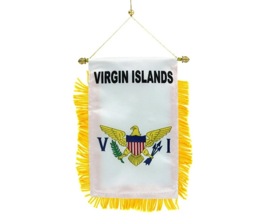 U.S.V.I Virgin Islands VI Mini Banner Flag Car Mirror Boxing Glove St ...