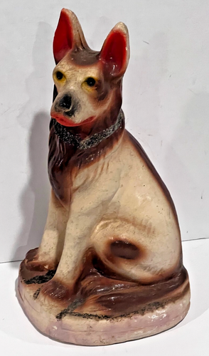 ANTIQUE CARNIVAL CHALKWARE GERMAN SHEPARD DOG 11" EXCELLENT | eBay