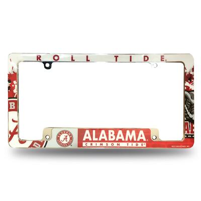 Alabama Crimson Tide Chrome License Plate Frame All Over Tag Cover Car ...
