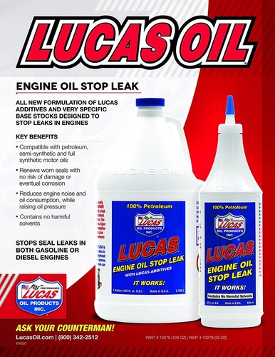 Lucas Oil 10278 Engine Oil Treatment Stop Leak Sold Individually - 1 qt ...