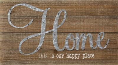 New Farmhouse Rustic Galvanized Wood HOME OUR HAPPY PLACE Wall Hanging ...