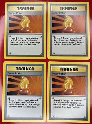 Pokémon TCG x4 Trainer Base Set 1st Edition Super Potion 90/102 common ...