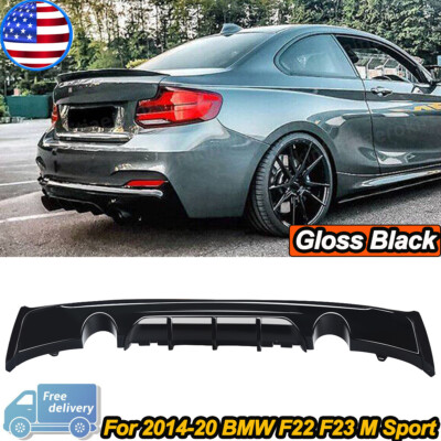 Gloss Black For BMW F22 F23 230i M240i M Sport 2014-20 Rear Bumper ...