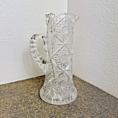 Antique American Brilliant Cut Crystal Large Pitcher Starburst ...