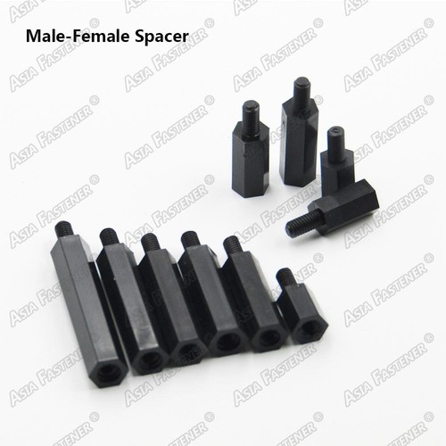 20/50/100X Black Plastic Nylon M3 Hex Column Standoff Spacer Phillips ...