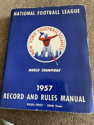 1957 NFL National Football League Record And Rules Manual 1920-1957 ...