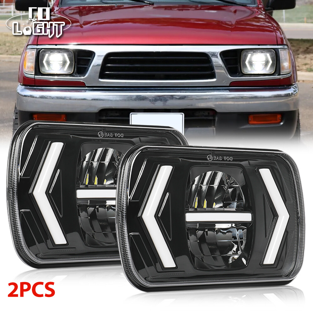 Pair 5x7" 7x6" LED Headlights DRL Hi/Lo For Toyota 82-95 Pickup Tacoma ...