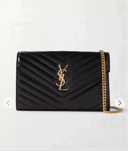 Saint Laurent Envelope Chevron Crossbody Black Leather | eBay