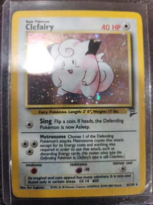 1999 Pokemon CLEFAIRY Base Set HOLO RARE Card 5/102 Unlimited Edition ...