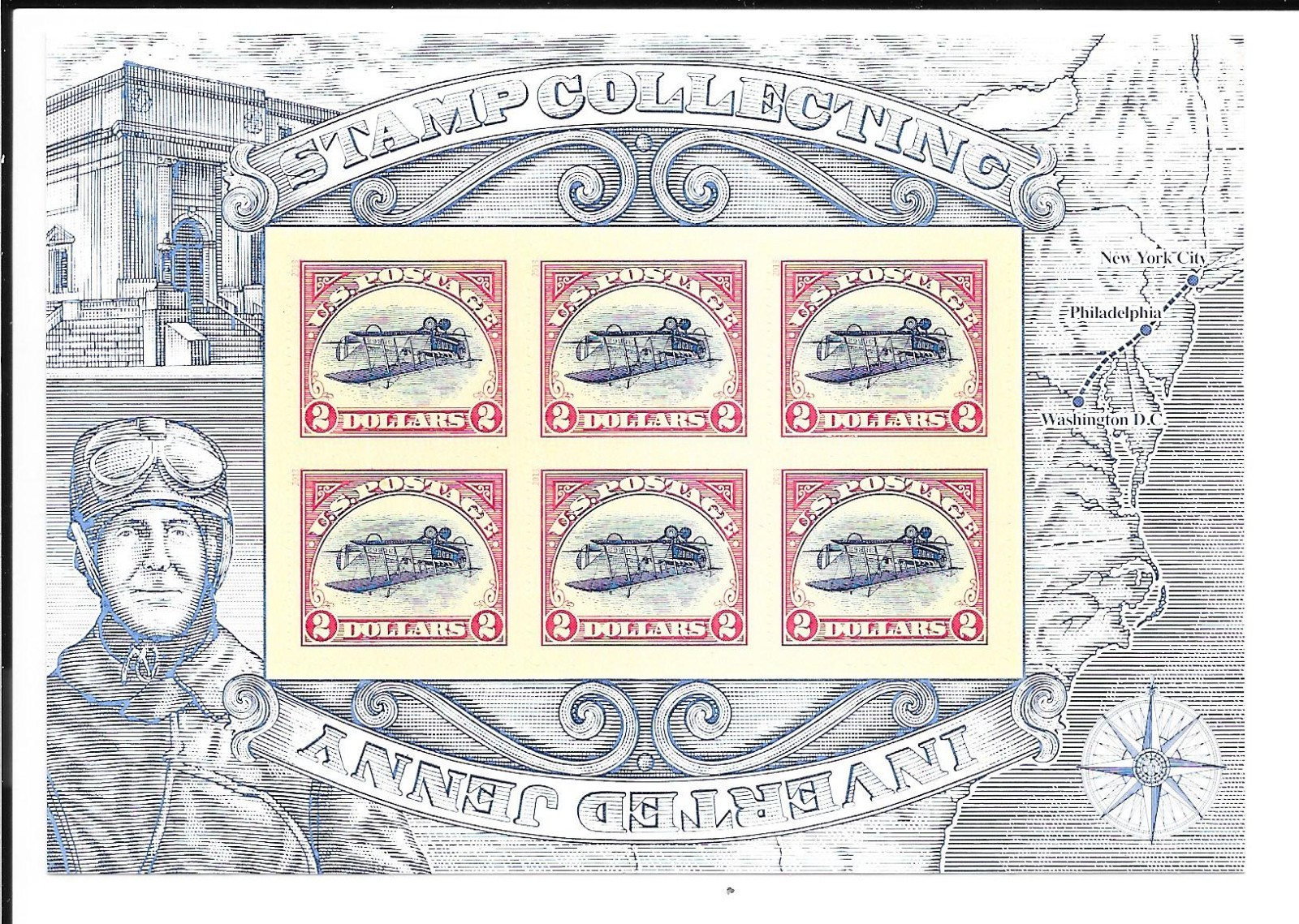 Inverted Jenny (reprint) Miniature Sheet, SC# 4806. 6 - $2 stamps. MNH ...