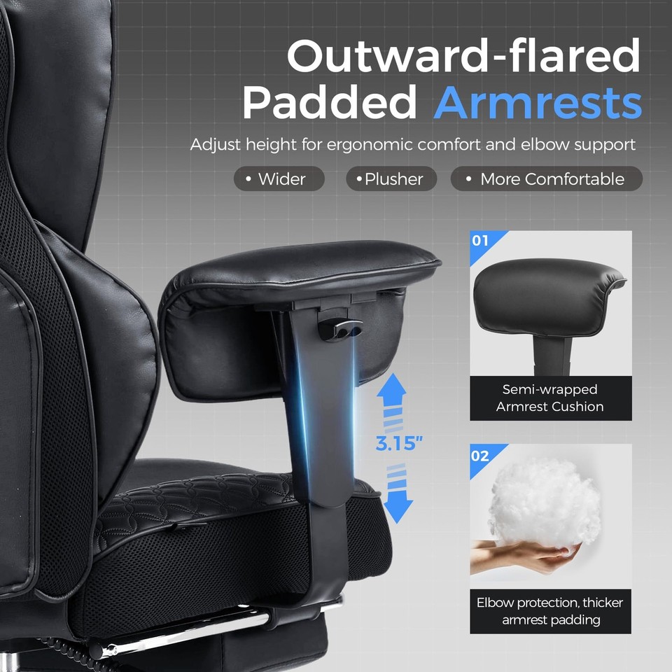 Big and Tall Gaming Chair 400lbs Heavy Duty Office Chair with Foot Rest ...