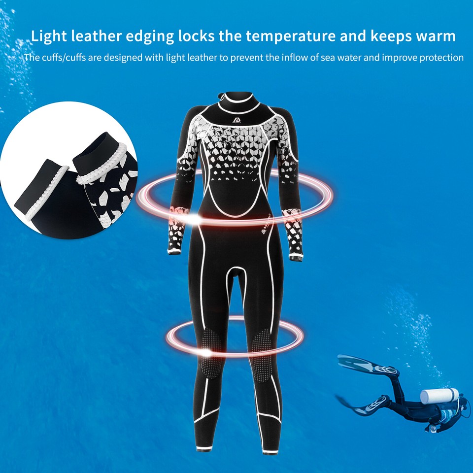 Premium Womens 3mm Neoprene Wetsuit, Full Body Diving Suit Front Zip ...