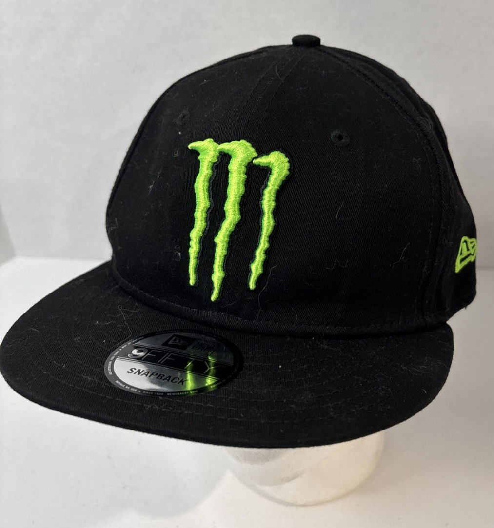New Era Monster Energy Hat One Size Adjustable Black Mesh Snapback ...