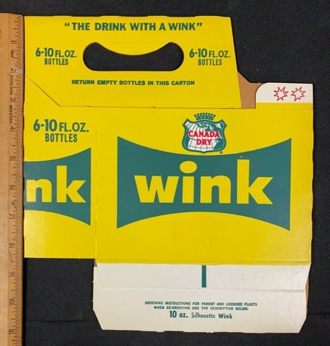 1960S/70S RARE CANADA DRY WINK SODA UNUSED 6-PACK CARDBOARD CONTAINER N ...