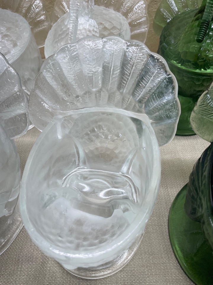 L E Smith Glass Turkey Covered Candy Dish Thanksgiving Clear this is ...