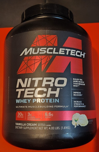 Muscletech - 4 LB Nitro Tech Whey Protein - Vanilla Cream - EXP: 2026 ...