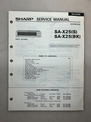 Sharp SA-X25 Original Service Manual Free Shipping | eBay