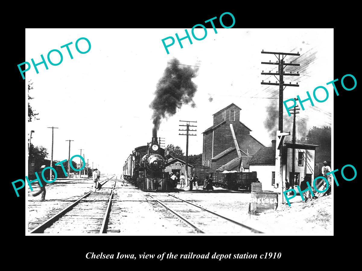 OLD LARGE HISTORIC PHOTO OF CHELSEA IOWA THE RAILROAD DEPOT STATION ...