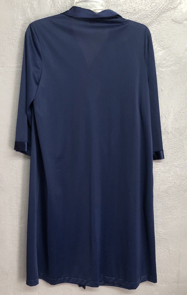 Vanity Fair Navy Blue Duster/Housecoat Button Front Size Small Nylon ...