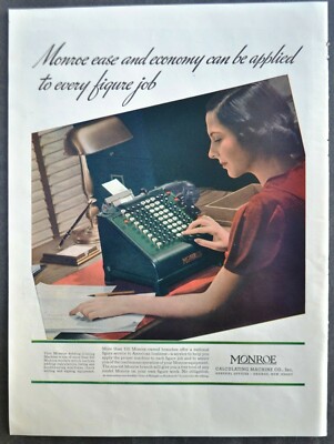 1937 BIG Original Vintage Monroe Adding Machine Calculator Photo Print ...